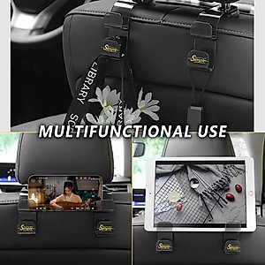 Multi-function 2 in 1 Car Seat Hooks for Purses and Bags with Phone Holder,Organize messy clutter，Adjustable Car Seat Organizer in Headrest (2PCS)