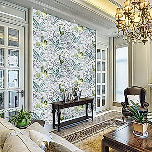 ACEMOON Floral Peel and Stick Wallpaper,118”x17.7” Vintage Flower Wallpaper, Leaf Contact Paper Wallpaper Removable Self Adhesive Wallpaper