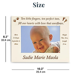 Let's Make Memories Personalized Baby Frame - Ten Fingers & Ten Toes - For New Parents - Newborn Gift - 5x7 Photo - Customize with Birth Details