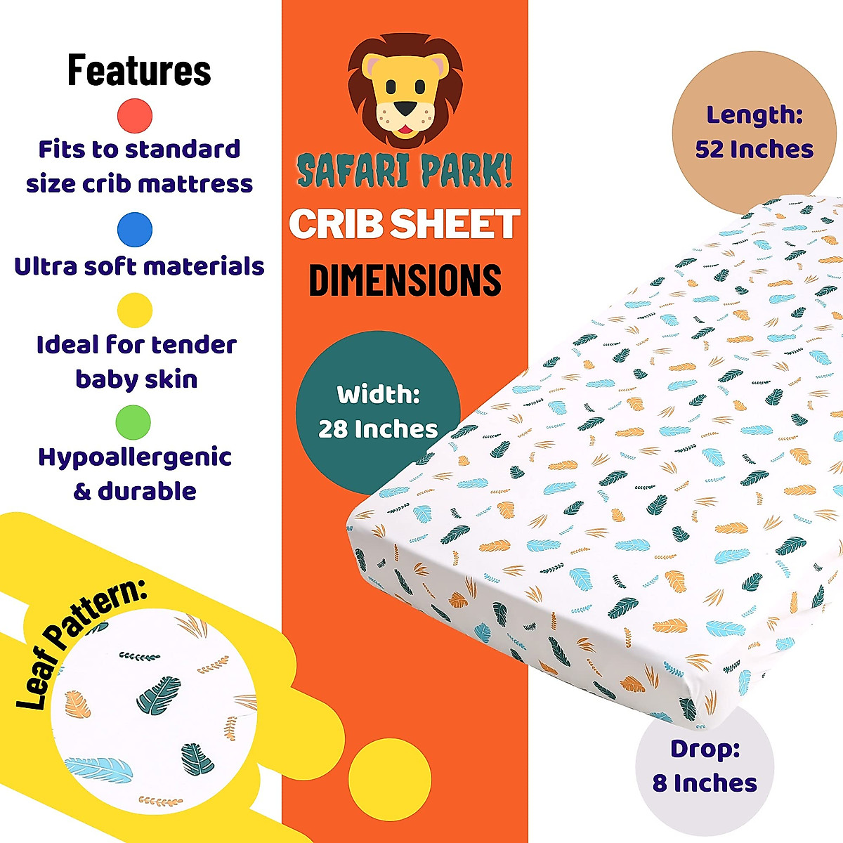 Baby Bees 3 Pieces Safari Park Crib Bedding Sets for Boys & Girls | Baby Bedding Set of Crib Sheet, Quilt for Standard Size Crib