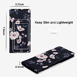 HUA ANGEL Ultra Slim Thin Women Wallet, RFID Blocking Credit Card Holder Bifold Long Purse Magnetic Buckle Ladies Billfold