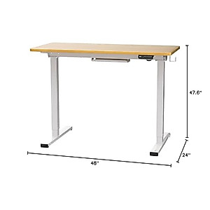 FLEXISPOT Adjustable Desk Quick Assembly Electric Standing Desk with 48 x 24 Inches Whole-Piece Ergonomic Memory Controller Sit Stand Desk(White Frame + 48" Bamboo Texture Desktop)
