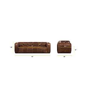POLY & BARK Capa Sofa in Full-Grain Semi-Aniline Italian Tanned Leather in Chocolate Brown