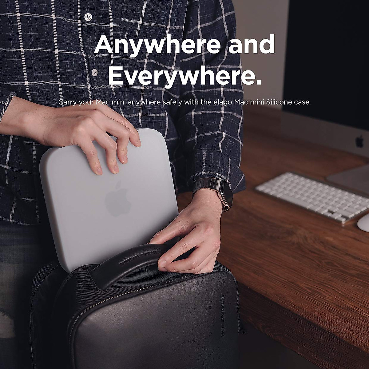 elago Case Compatible with Mac Mini M2, M2 Pro 2023 /M1 2020/ Mac Mini 2018 (Dark Grey) - Precise Cutout, Shock Resistant, Protection