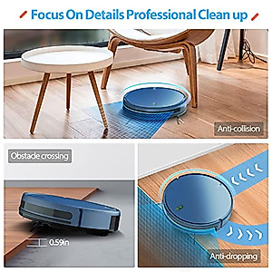 ZCWA Robot Vacuum and Mop Combo, Robot Vacuum Cleaner and Smart Robotic Vacuums Compatible with WiFi/APP/Alexa, Mopping System Scheduling for Pet Hair, Hard-Floor and Carpet(Royal-Blue)