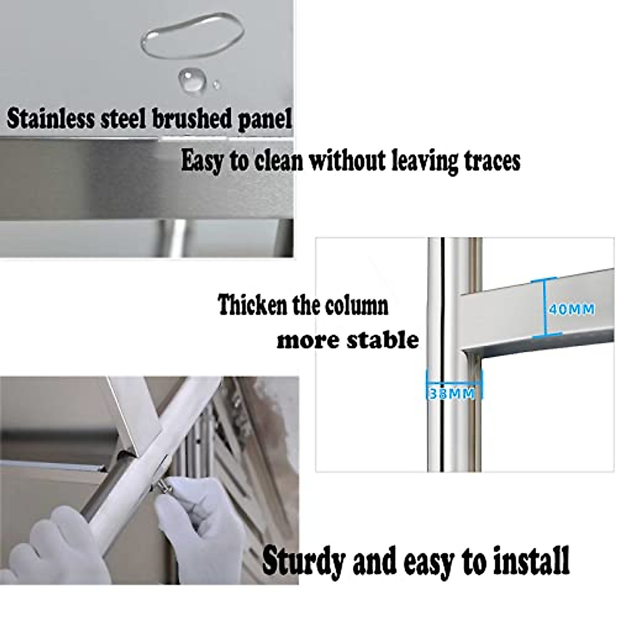 6 Sizes,Ceiling Mount Shelf, Industrial Stainless Steel Kitchen Shelf, Hanging Floating Shelf, Restaurant Bar Display Stand/Decorative Storage Rack (Size : 90 * 35 * 80cm)