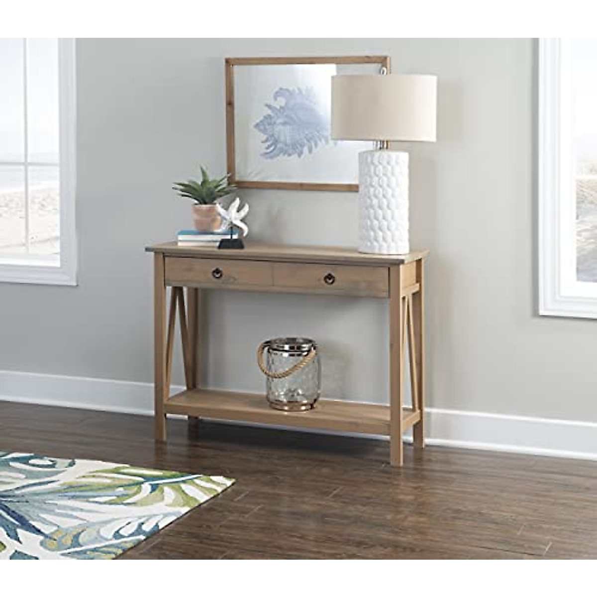Linon Titian Driftwood Console Table, 42"W x 13.98"D X 30.7"H