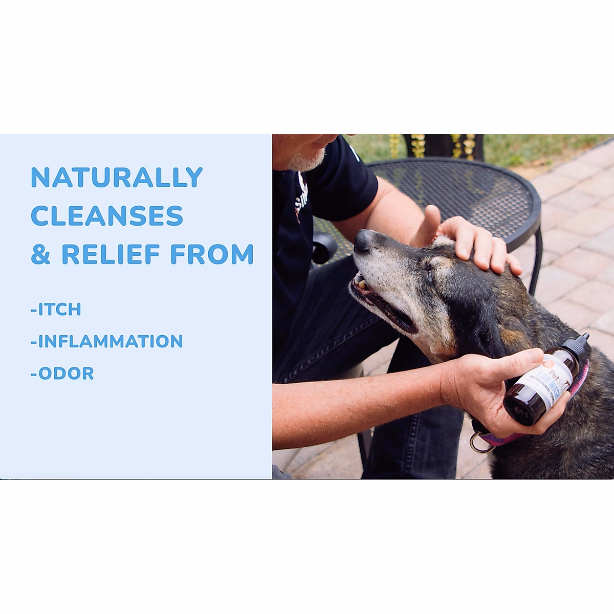 PetSilver Ear Wash Flush, Patented Chelated Silver Formula - Superior to Colloidal Silver, Cat and Dog Ear Cleaner and Treatment, Soothe and Clean Itchy and Inflamed Ears, Easy to Use, USA Made, 8 oz.