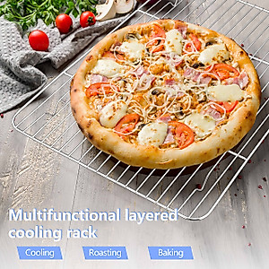 16 Inch Baking Sheet with Rack & Mat Set(2 Jelly Roll Pans + 2 Racks + 2 Mats), Herogo Stainless Steel Cookie Tray with Cooling Rack & Silicone Mat for Toaster Oven, Heavy Duty & Dishwasher Safe