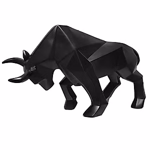ASNOMY Polyresin Bull Figurine Home Decor, Abstract Sculptures, Originality Home Decoration Furnishing Animal Ornament, Geometric Surface Statues Home Decor Ornament