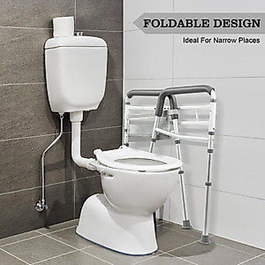 Rirsye Heavy-Duty Toilet Safety Rails- 500 lbs Capacity - Adjustable, Easy Installation Toilet Safety Frame with Handles, Sturdy Bathroom Safety Frame for Elderly, Handicap, Disabled