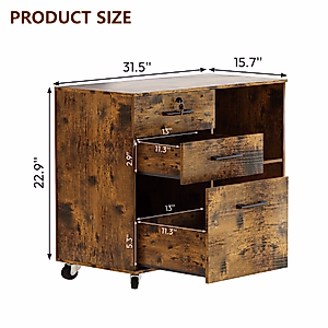 AWQM Wood Filing Cabinet, Rustic Brown