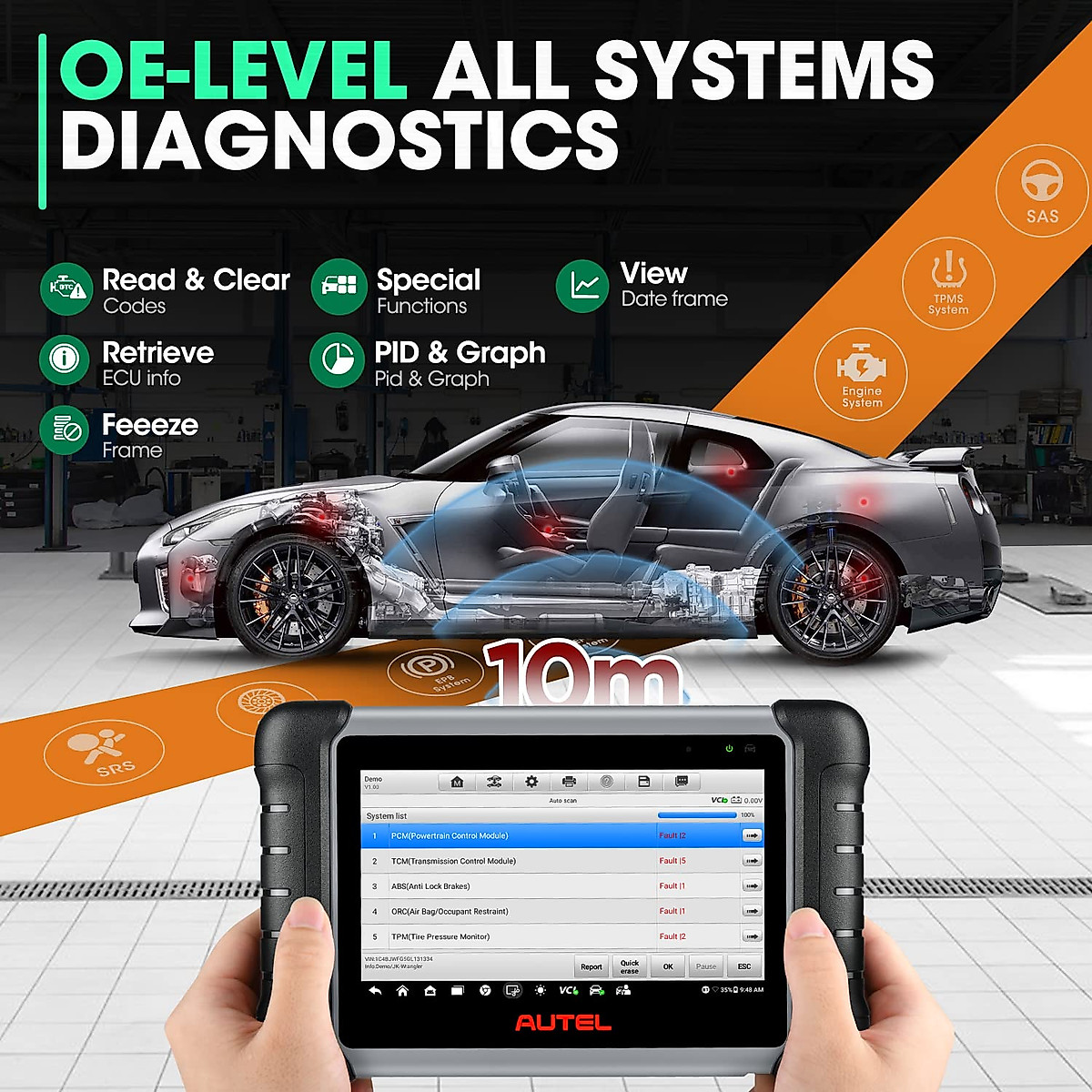 Autel MaxiCOM MK808BT PRO: 2024 Full Bidrectional & Active Test Scan Tool, Upgraded of MK808S MK808Z MX808S, Functions as MX900 MK900, 28+ Reset All System Diagnosis Injector Coding, FCA AutoAuth OS11