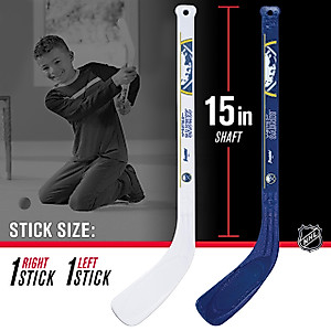 Franklin Sports Buffalo Sabres NHL Mini Hockey Stick Set - NHL Team Knee Hockey Stick and Ball Set - Two Players - Great Toy for Kids