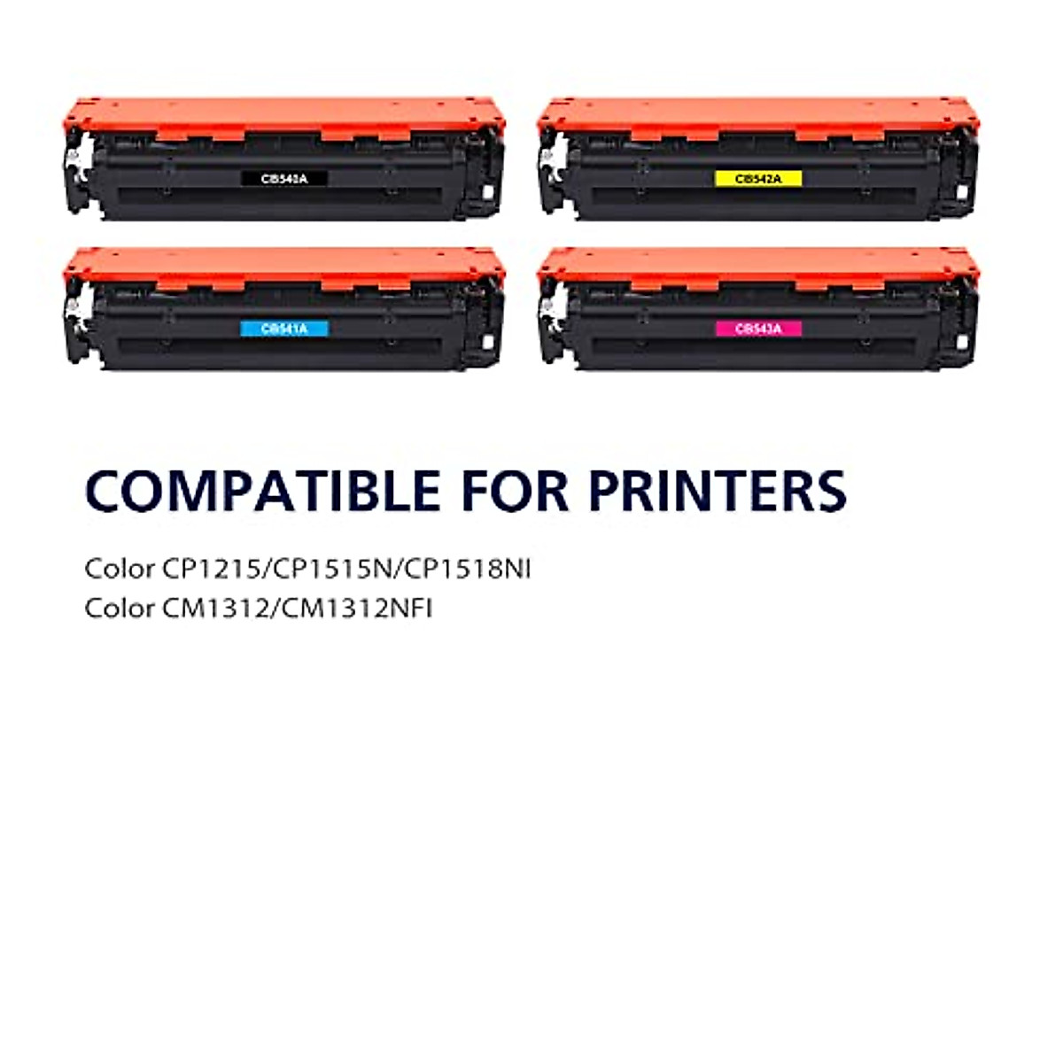 125A Toner Cartridge 4-Pack Compatible for HP 125A CB540A CB541A CB542A CB543A Black Cyan Yellow Magenta Toner Cartridge Bundle for Color Laserjet CP1215 CP1515N CP1518NI CM1312 CM1312NFI Printer