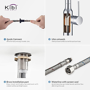 KIBI Macon Single Handle Pull Down Faucet for Kitchen Sink with Soap Dispenser | Solid Brass High Arc Faucet Spout | 360 Degree Swivel Kitchen Faucet with Pull Down Sprayer | Chrome Finish (KKF2007)