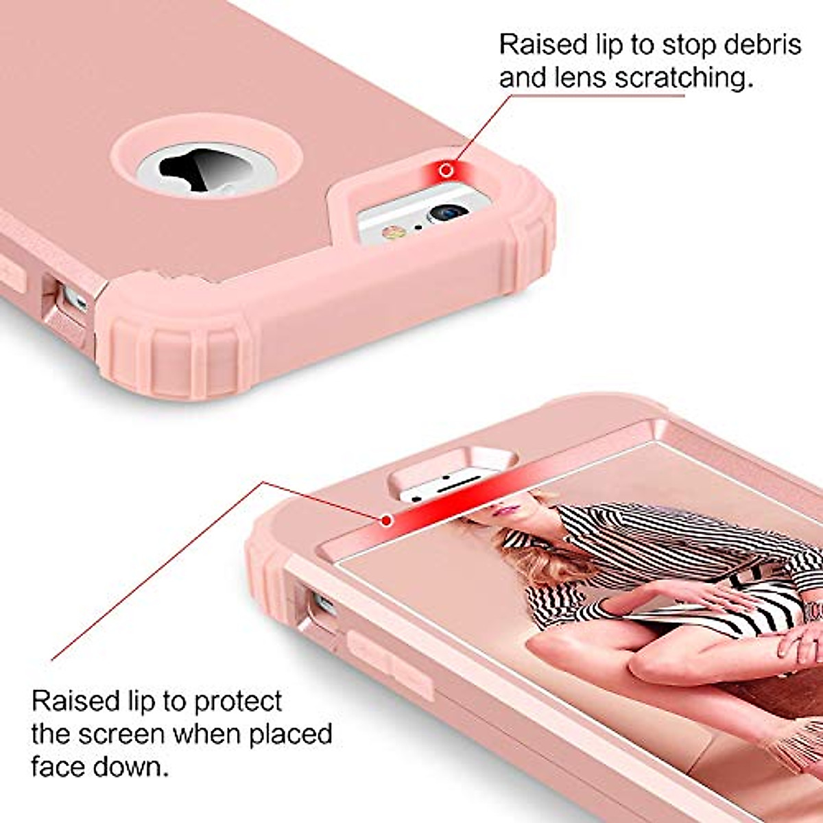 iPhone 8 Case, iPhone 7 Case, BENTOBEN 3 in 1 Hybrid Hard PC Cover & Soft Silicone Bumper Heavy Duty Slim Shockproof Full Body Rugged Protective Phone Case for iPhone 7 & iPhone 8 (4.7Inch), Rose Gold