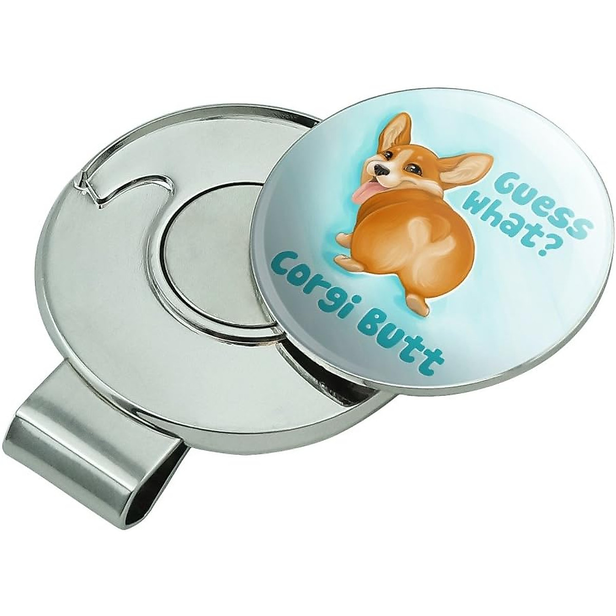 GRAPHICS & MORE Guess What Corgi Butt Funny Joke Golf Hat Clip with Magnetic Ball Marker