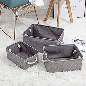 Dingtuo Storage Bins Foldable Organizer Containers with Handles Storage Basket Cube Set of 3 Gray M 14.2x10.2x6.3in