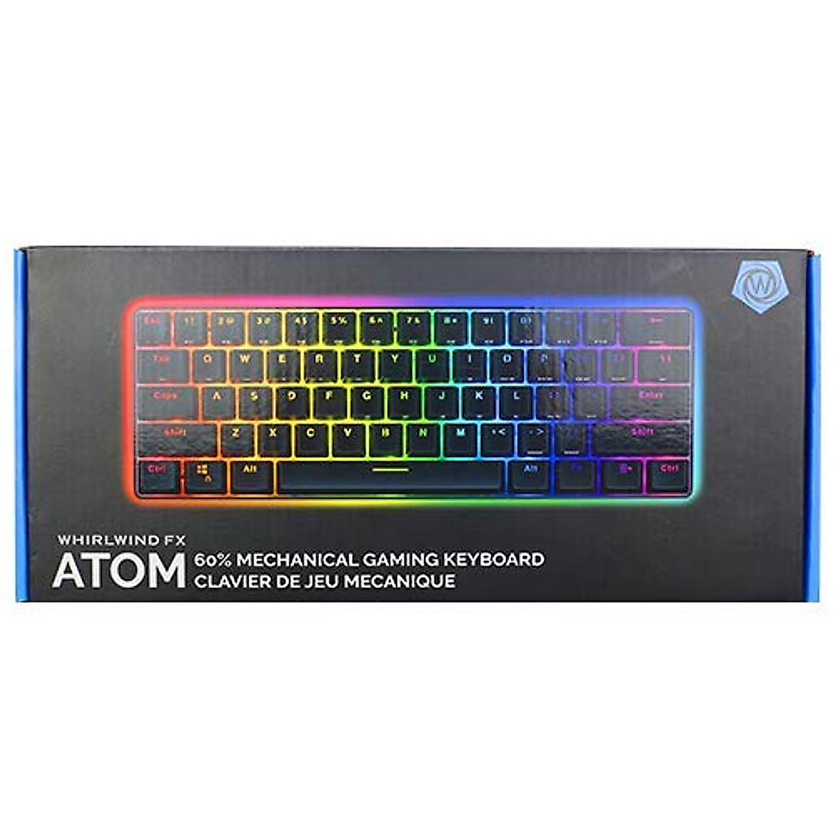 Whirlwind FX Atom 60% Gaming Keyboard: Interactive and Customizable Lighting – Immersive, Reactive RGB Experience (Blue Clicky)