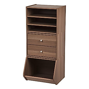IRIS USA 3-Shelves Modular Wood Stacking Storage Box, for Office Closet and Nightstand, Easy Assembly, Customizable, Stacking Storage Boxes, Walnut