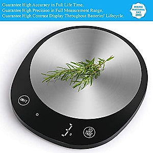 Homebuds 22lb/10kg Digital Kitchen Food Scale, Weighing Professional Since 2001, Grams and Ounces by Precision 1g/0.1oz, Weight Loss, Baking and Cooking, LED Display, 3*AAA Batteries Included, Black