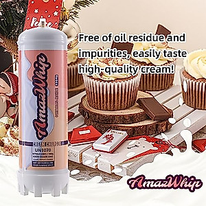 AMAZWHIP Original Flavor Whipped Cream Charger 2.2L,1364g Nitrous Oxide Tank-Classic Taste Never Goes Out Of Style (2 cylinders)