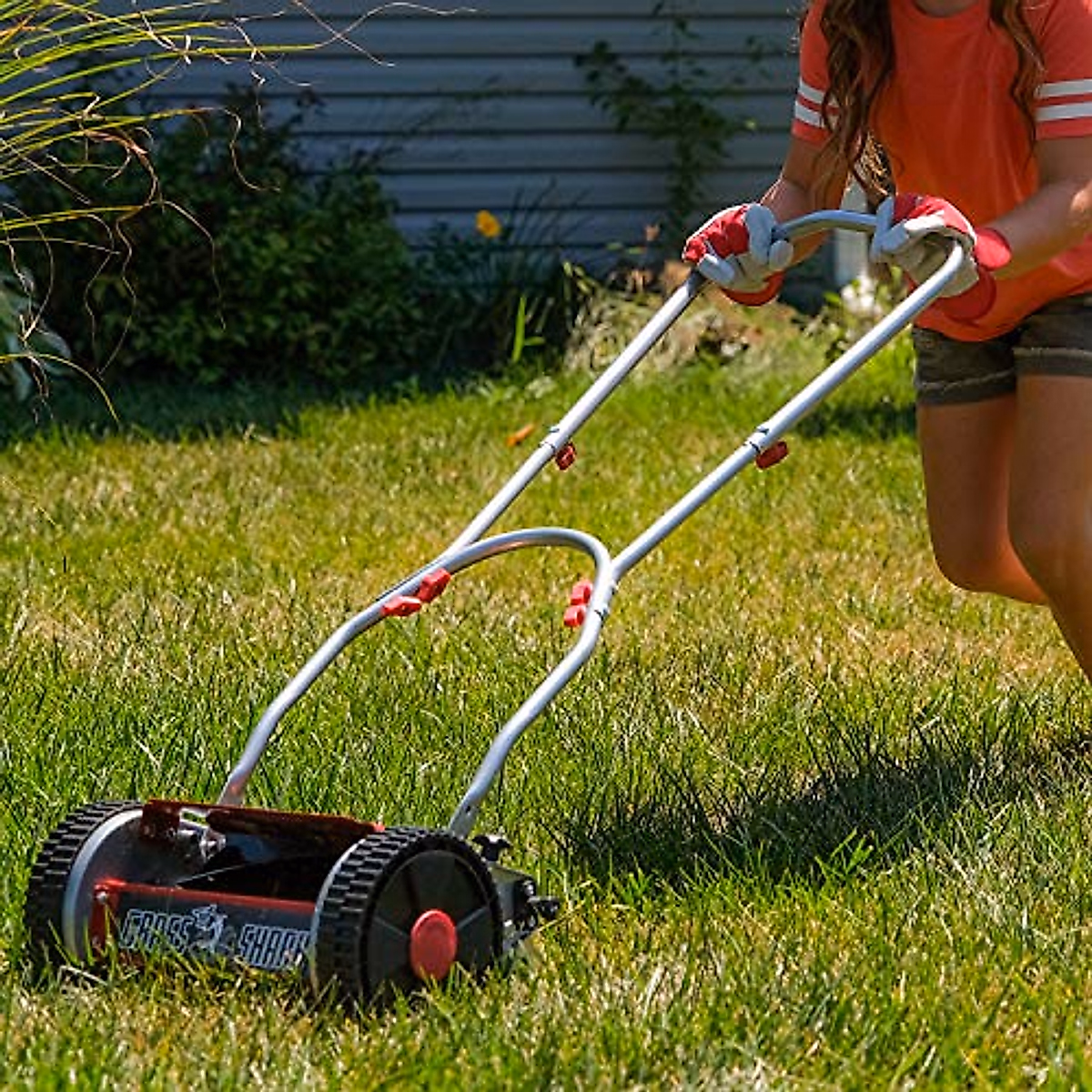 American Lawn Mower Company 101-08 Youth Grass Shark 8-Inch 5-Blade Manual Push Reel Lawn Mower, Red