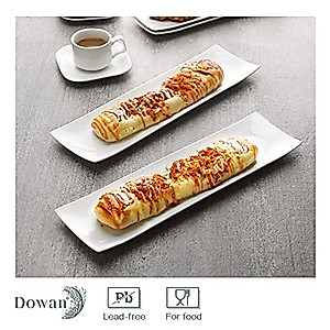 DOWAN (Set of 8) 14" Porcelain Sushi Plate for Appetizer, Meat, Dessert, Dishwasher&Oven Safe & DOWAN 12" Rectangle Serving Plates, for Thanksgiving Appetizers, Snacks, Lunch, Chips, Party
