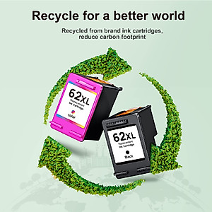 VOREDO Remanufactured Ink Cartridge Replacement for HP 62XL Ink Cartridge Combo Pack 62 XL for Envy 5540 5542 5545 5640 5642 5660 5664 5665 7640 7645 8000 8005 OfficeJet 200 250 5740 5742 5745(2 Pack)