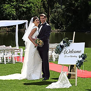 mankayoo Artificial Flower Swag Wedding Arch Flowers (Pack of 2) for Wedding Welcome Reception Ceremony Signs and Entrance Backdrop Floral Swag Decoration (Dusty Blue)