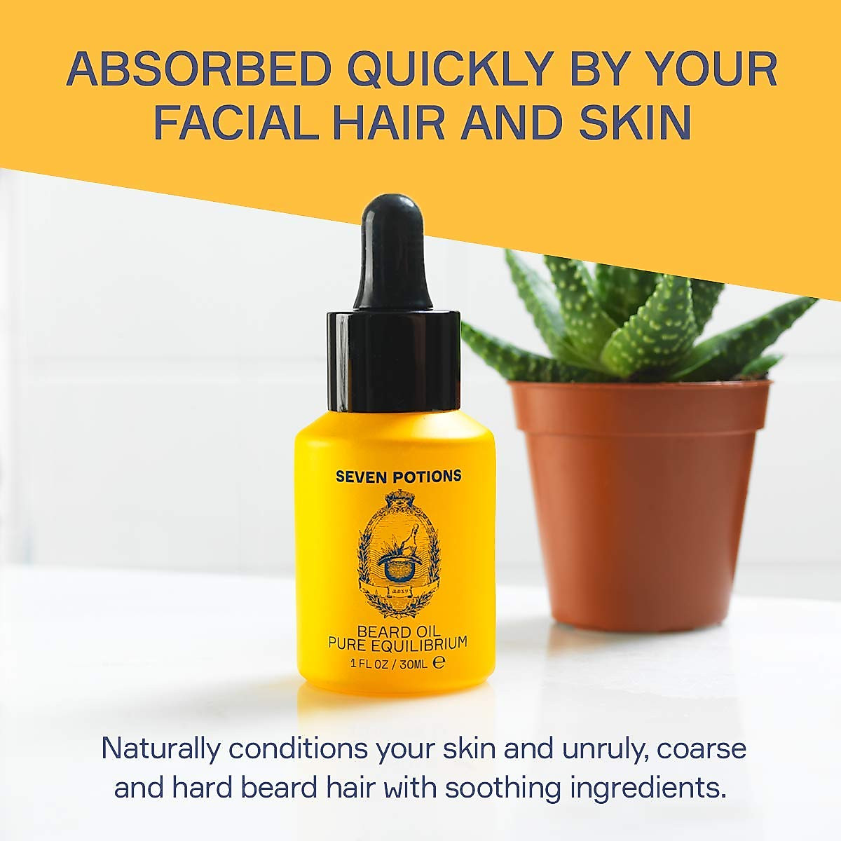 SEVEN POTIONS Beard Oil 1 fl oz Fragrance Free Beard Softener. Stops Beard Itch. Natural Beard Conditioning Oil. Contains Jojoba Oil (Pure Equilibrium)