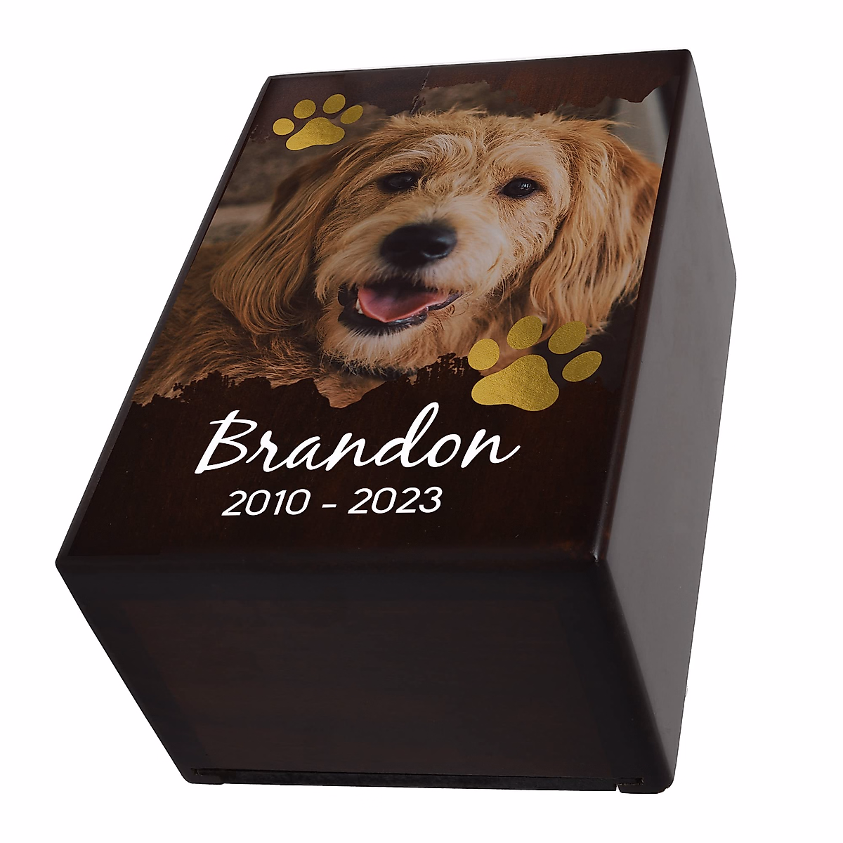 Custom Pet Keepsake Urns for Dogs, Wooden Box for Pet Ashes with Photo for Your Beloved Pets, Pet Cremation Urns as Sympathy Gifts for Pet Lovers - Small, 6" x 4" x 2.75" Pet Urns (Design 5)