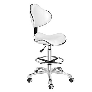 Kaleurrier Ergonomic Drafting Chair with Back Support,Multi-Functional Height Adjustable Swivel Rolling Stool,Multi-Purpose Home Office Desk Chair(Black) (White)