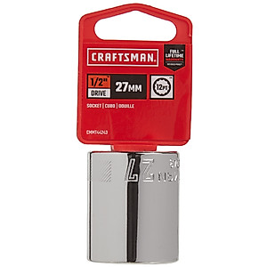 CRAFTSMAN Shallow Socket, Metric, 1/2-Inch Drive, 27mm, 12-Point (CMMT44243)