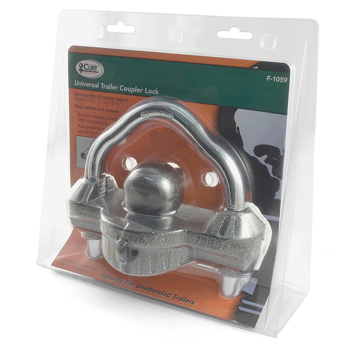 CURT 23659 Hammer-Tone Epoxy Steel Universal Trailer Tongue Lock