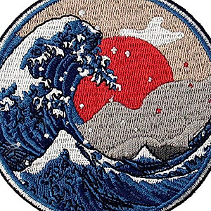 Great Wave Off Kanagawa Patch Embroidered Applique Badge Iron On Sew On Emblem