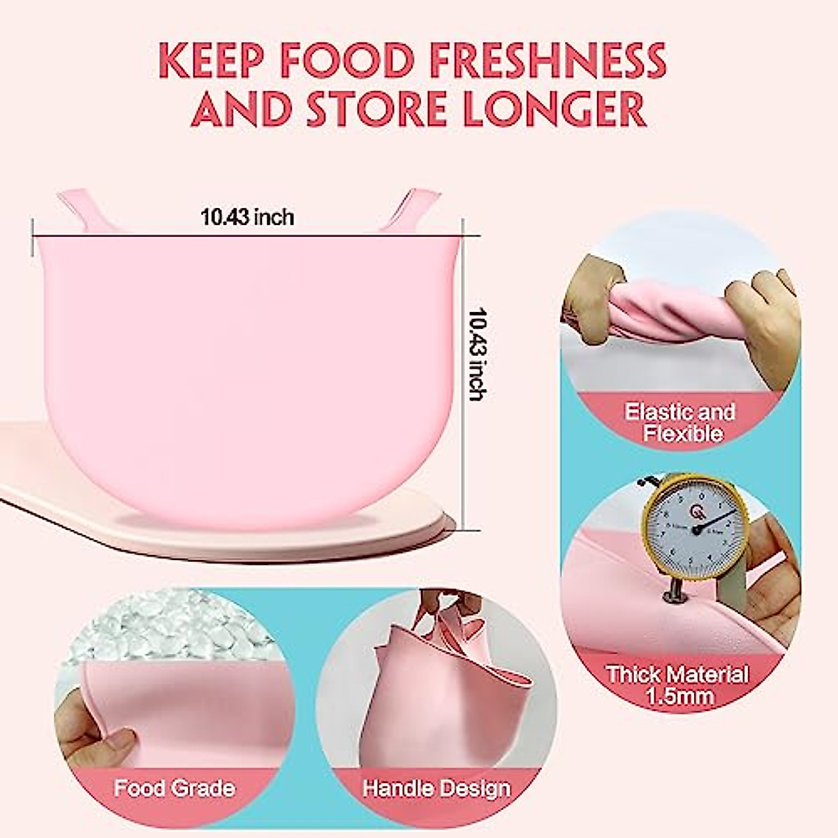 Silicone Slow Cooker Liners 6 Quart, KITCHSTAR Reusable Crock Pot Divider Insert, Easy Cleanup and Dishwasher Safe Crock Pot Liners, BPA Free Leakproof Cooking Liner for 6 Quart