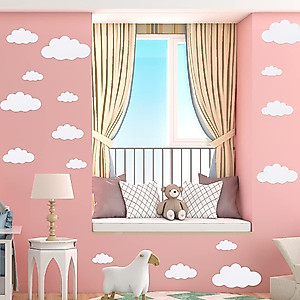 CUGBO 31pcs Big Clouds Vinyl Wall Decals DIY Wall Sticker Removable Wall Art Decor 4-10 inch for Living Room Nursery Kids Room(White)