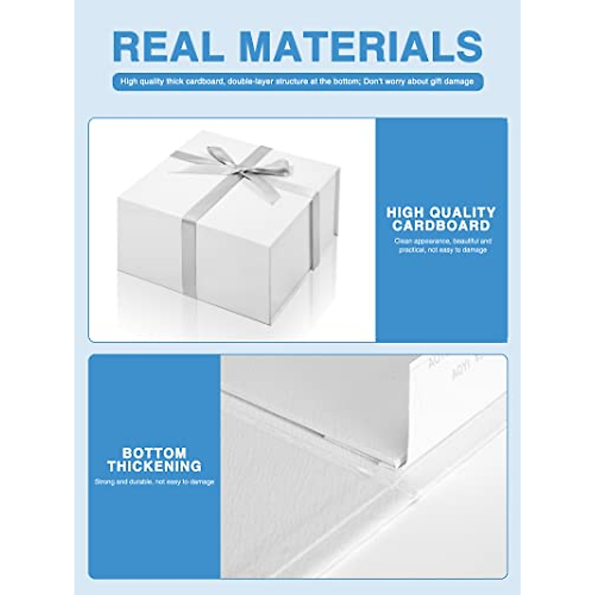 MESHA 8X8X4 Magnetic Gift Box，5PC Gift Boxes for Presents,Gift Box Magnetic Closure,White Gift Boxes with Lids,Magnetic Boxes for Gift,Bridesmaid Proposal Box for Presents