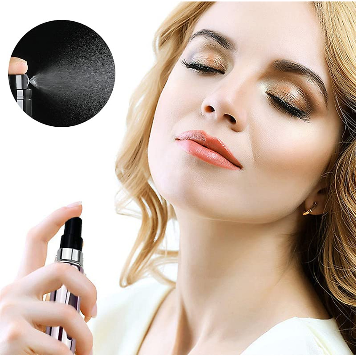 Ryanste 4 Pcs Refillable Travel Perfume Bottle, 5 ml Mini Perfume Refillable Bottle Portable Travel Fragrance Atomizer for Outdoor Travel (Black + Silver)