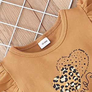 Girls Leopard Dress Tulle Dress for Toddler Girls Ruffle Sleeve Tutu Sundress Summer Clothes Baby Girl Leopard Outfits Cheetah Print Dress 4-5t 1313