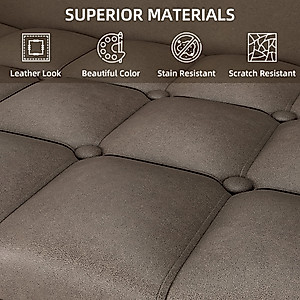 GAOMON Faux Leather Sofa, Couches with Metal Gold Legs, Lift-up Storage Box, and Hand Stitched Details - Versatile for Living Room or Bedroom in Dark Brown