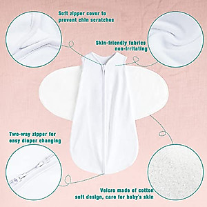 BSTOPPT 100% Cotton Newborn Sleep Sack Swaddle,0-6 Months,3-Way Adjustable Wearable Blanket,TOG 0.5，2 Pack (Grey & White)