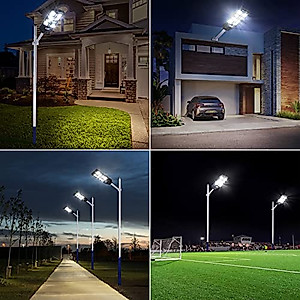 Aihanfir 600W Led Solar Street Light Outdoor Waterproof, with Motion Sensor and Remote Control for Parking Lot Lights Commercial, Yard, Road-15W Solar Charging Panel, 6500K Double-Chip LED.