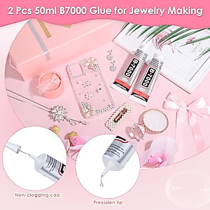 B-7000 Clear Fabric Glue, 2 PCS 50ML Rhinestone Jewelry Glue Super Strong Adhesive Glue for All Purpose DIY Art Crafts Stone Beads Jewelry Repair