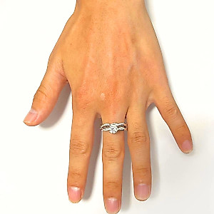 ZLAEBL 1.2CT Round Moissanite Engagement Rings for Women 925 Sterling Silver Bridal Ring Sets Promise Rings for her Wedding Bands for Women (Available in size 6, 7, 8, 9),7