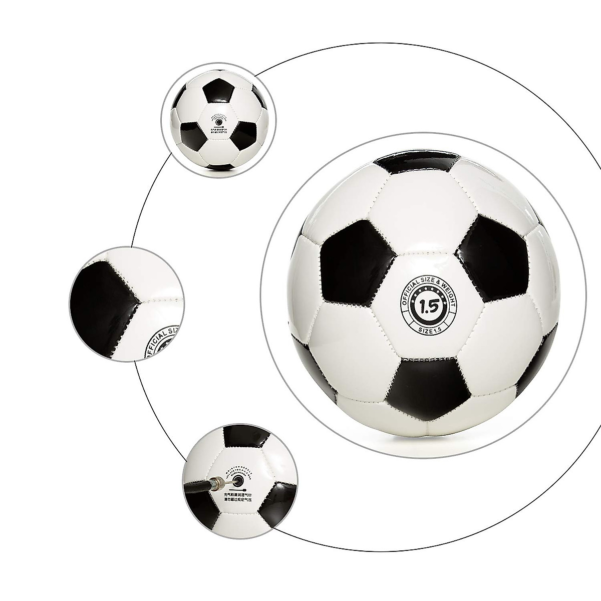 YANYODO Durable 6" Mini Size Training Soccer Ball Soft Sports Toy Ball for Toddlers, Kids Gift (Black&White)