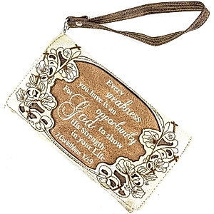 Justin West Cowgirl Western Cross Angel Wings Concealed Carry Handbag Purse Trifold Crossbody Messenger Bag Wallet (Beige Brown)