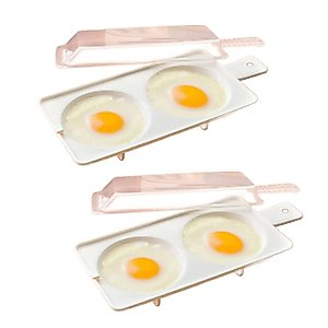2 Pack Microwave Egg Poacher, Egg Cooker Poacher with 2 Cavity Egg Boiler Boil Steamer Kitchen Tool